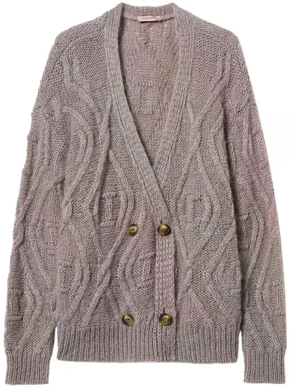 TWINSET Cable Knit Double-breasted Cardigan