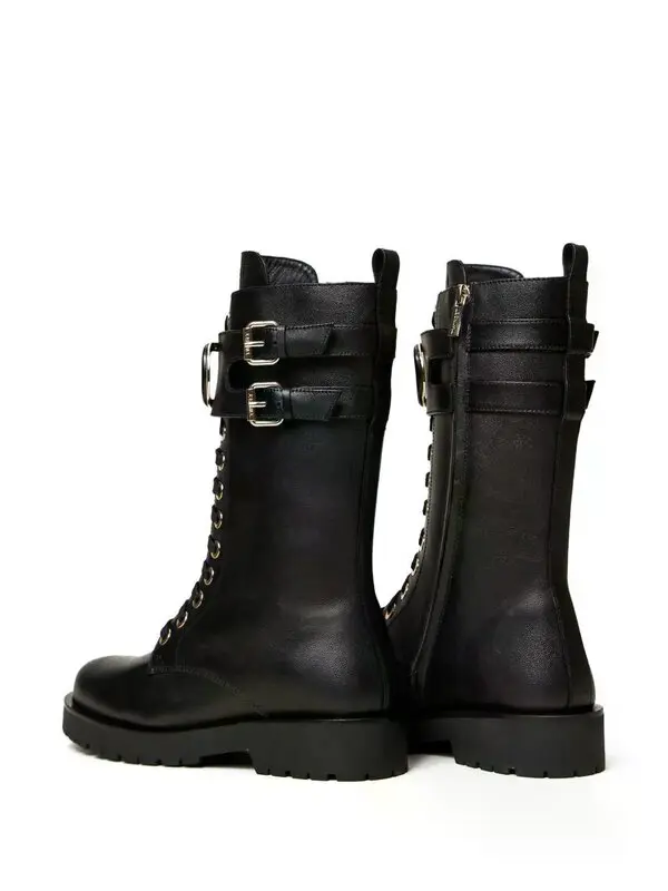 TWINSET Oval T Leather Combat Boots