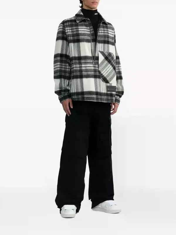We11Done Half-zip Plaid Wool Shirt