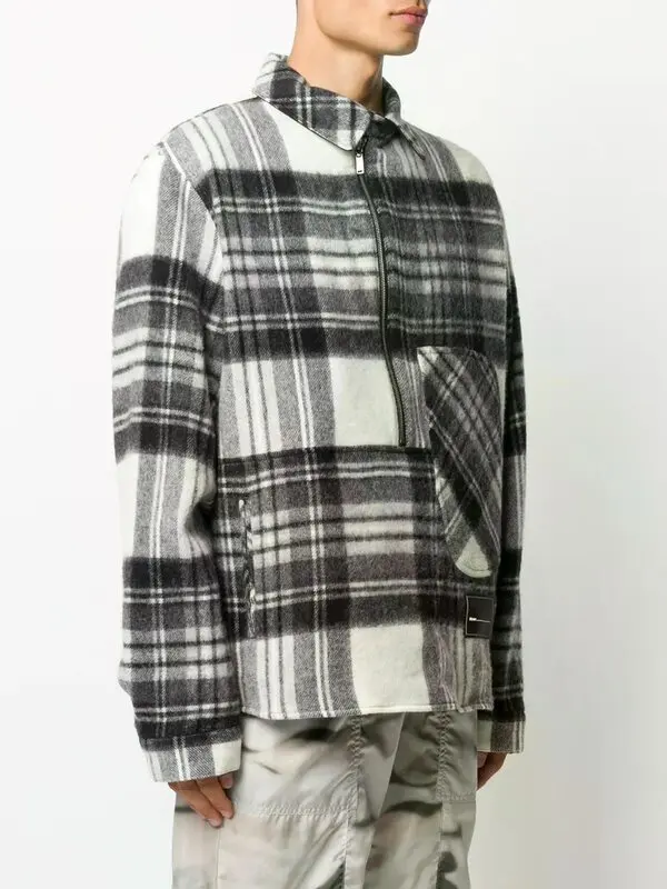 We11Done Half-zip Plaid Wool Shirt