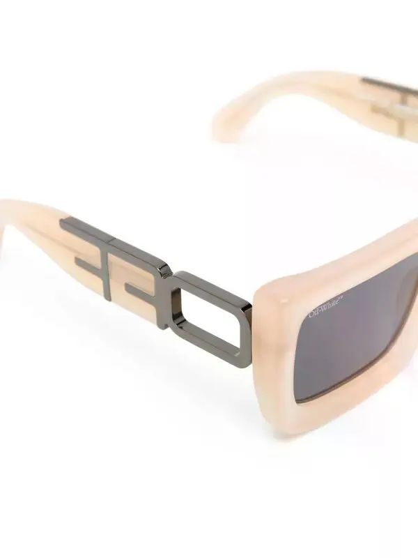 Off-White Boston Logo-plaque Sunglasses - Neutrals