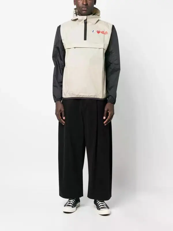 Play Comme Des Garcon Hooded Pullover Jacket - Neutrals