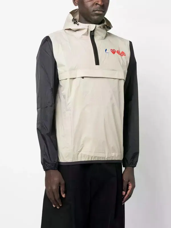 Play Comme Des Garcon Hooded Pullover Jacket - Neutrals
