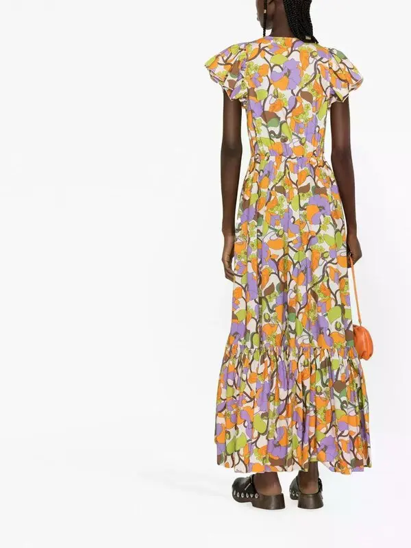 La DoubleJ Abstract Floral-print Cotton Midi Dress