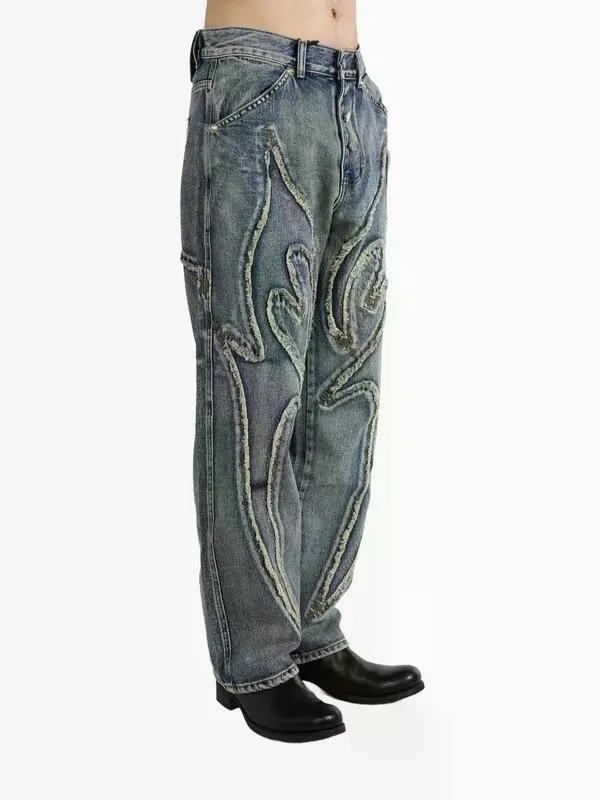 THUG CLUB Tribal Patchwork Denim Jeans