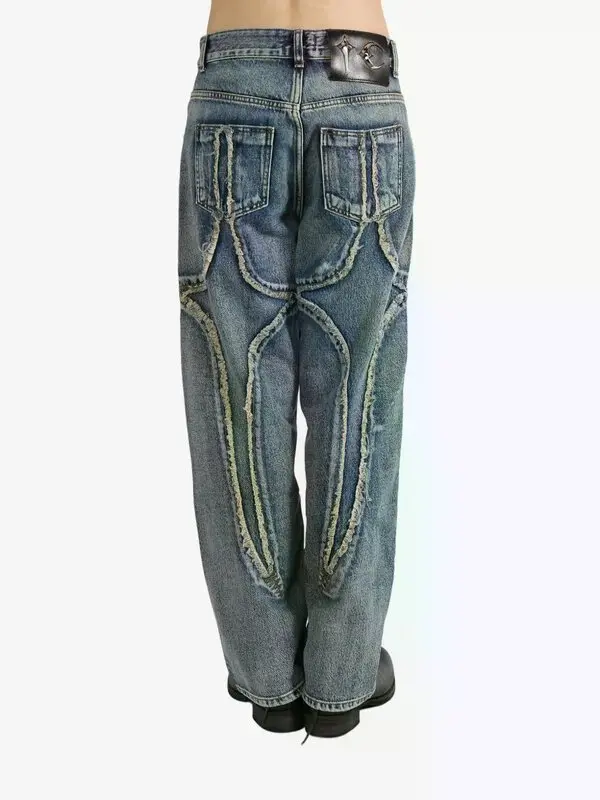 THUG CLUB Tribal Patchwork Denim Jeans