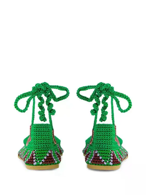 KASHURA Crochet Ballet Flats - Green