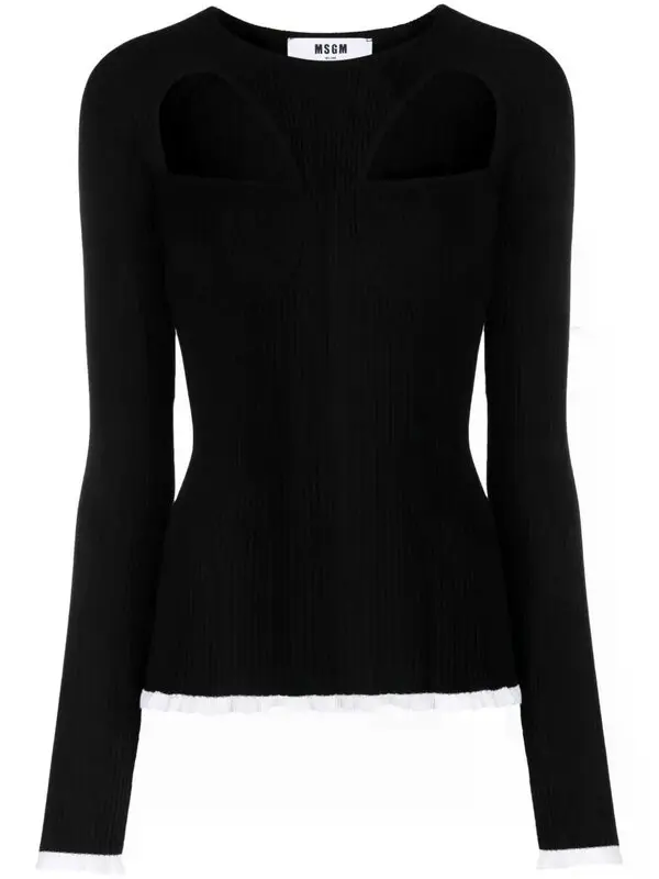 MSGM Logo-intarsia Cut-out Jumper