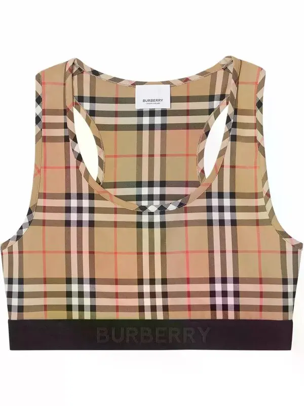 Burberry Vintage Check Racerback Sports Bra - Neutrals
