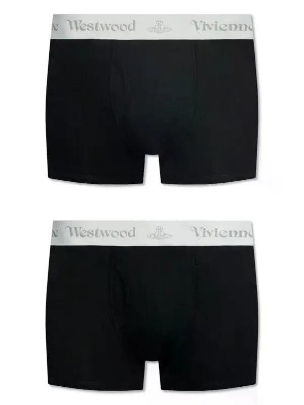 VIVIENNE WESTWOOD Logo-waistband Organic-cotton Blend Boxers - Black