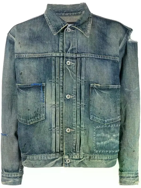 NEIGHBORHOOD Distressed Denim Jacket - Blue