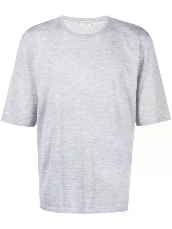 Saint Laurent Crew-neck Short-sleeved Sweatshirt - Grey