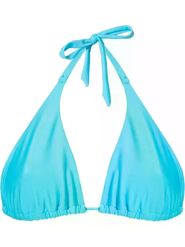 AMIR SLAMA Triangle Bikini Top With Lace-up Back - Blue