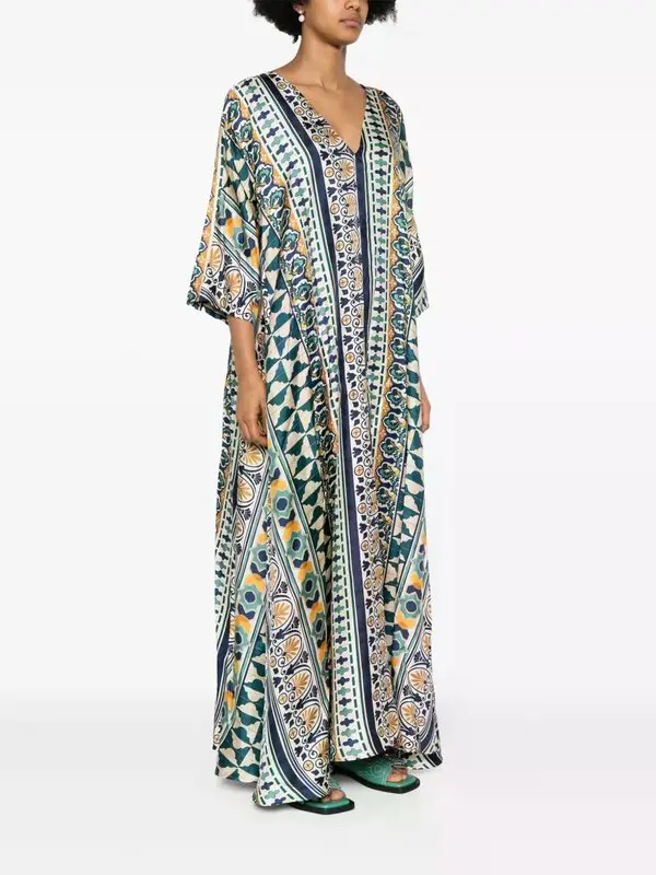 La DoubleJ Muumuu Geometric Silk Dress