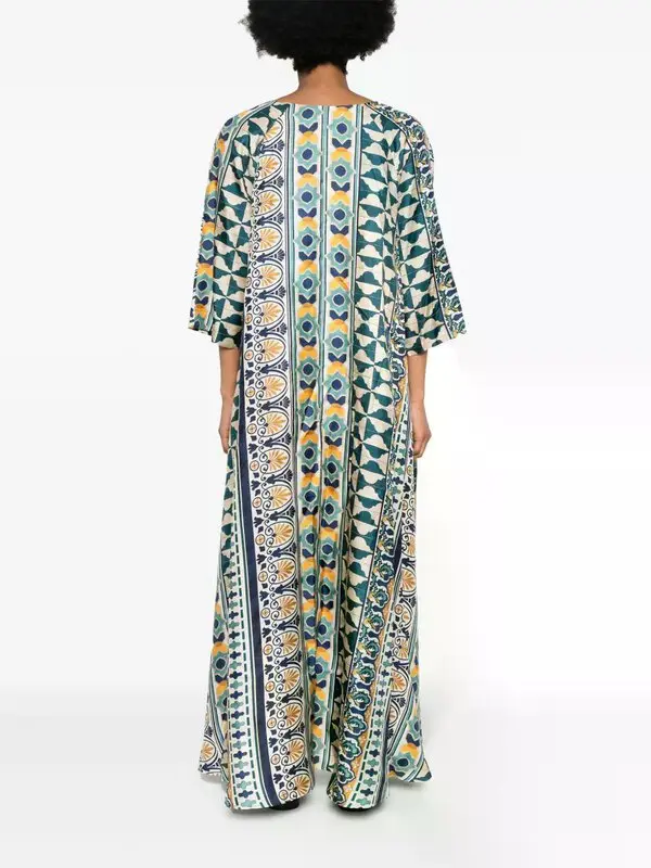 La DoubleJ Muumuu Geometric Silk Dress