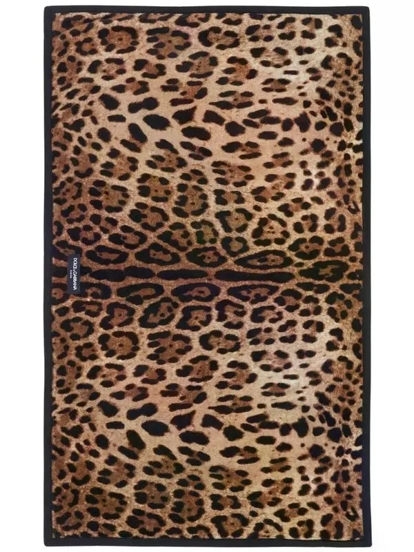 Dolce & Gabbana Leopard-print Terry Cotton Bath Mat - Black