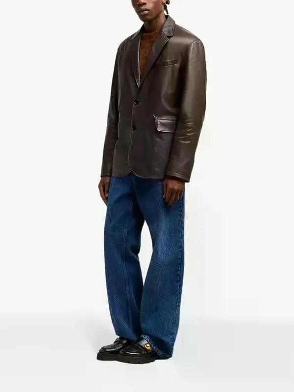 AMI Paris Single-breasted Leather Blazer
