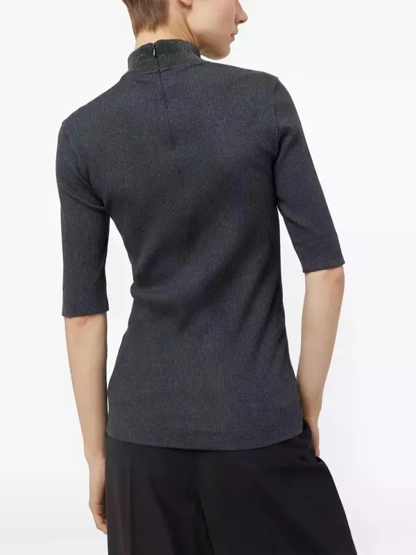 Brunello Cucinelli High-neck Ribbed T-shirt - Black