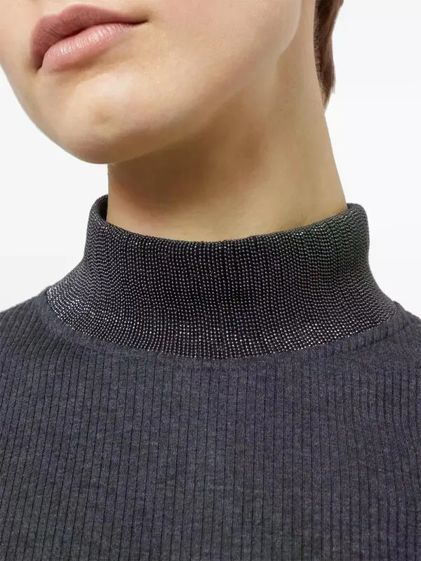 Brunello Cucinelli High-neck Ribbed T-shirt - Black