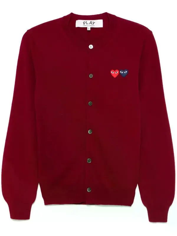 Play Comme Des Garcon Heart-patch Cardigan - Red