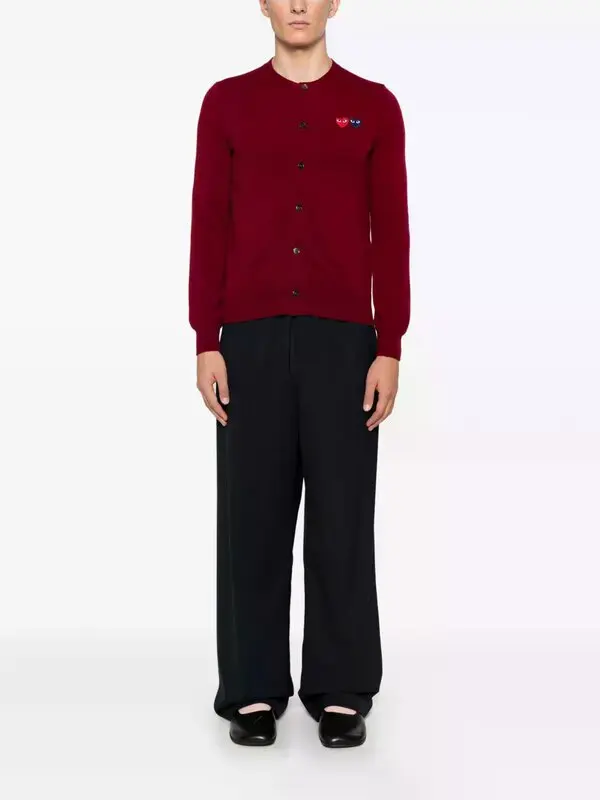 Play Comme Des Garcon Heart-patch Cardigan - Red