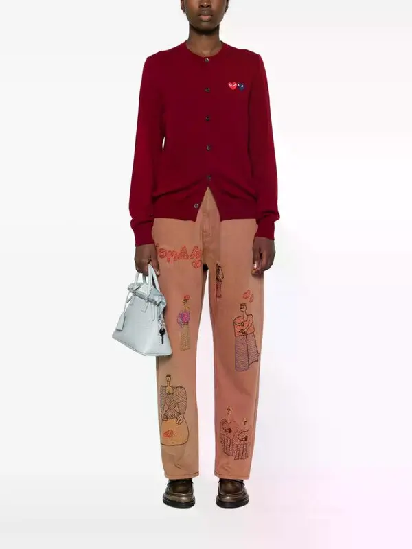 Play Comme Des Garcon Heart-patch Cardigan - Red