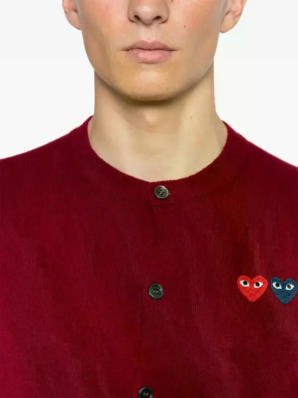 Play Comme Des Garcon Heart-patch Cardigan - Red