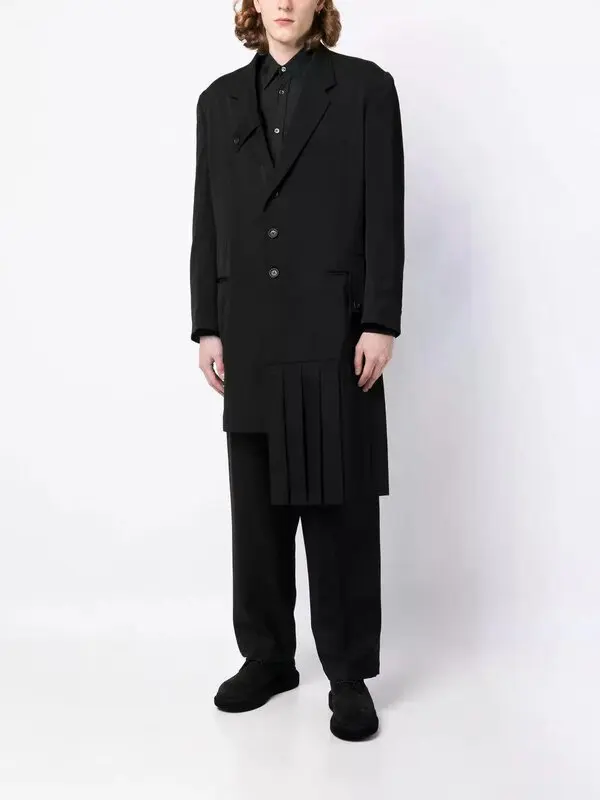 Yohji Yamamoto Slogan-print Single-breasted Coat