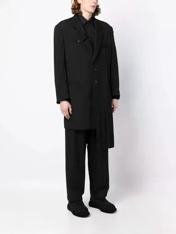 Yohji Yamamoto Slogan-print Single-breasted Coat
