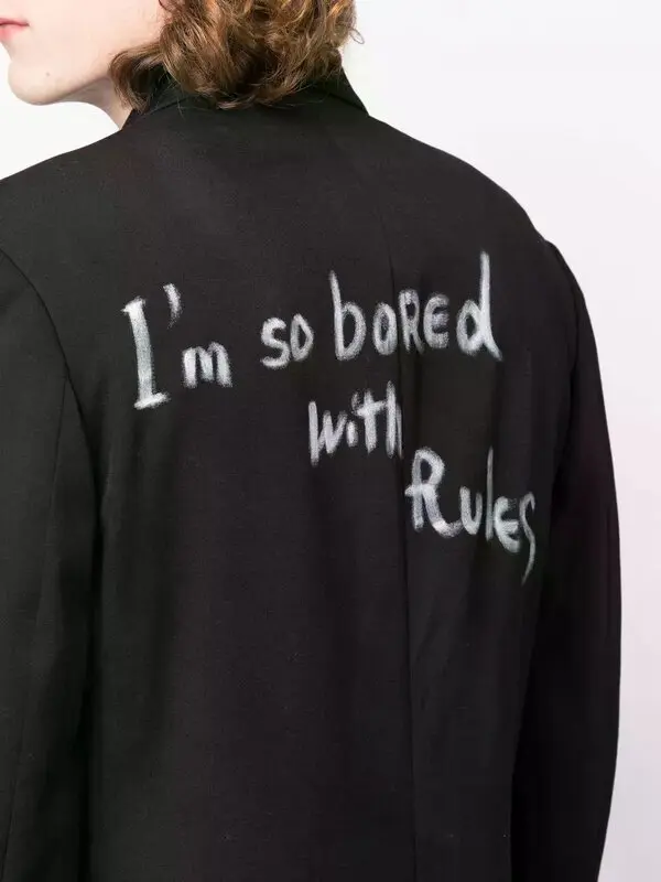 Yohji Yamamoto Slogan-print Single-breasted Coat