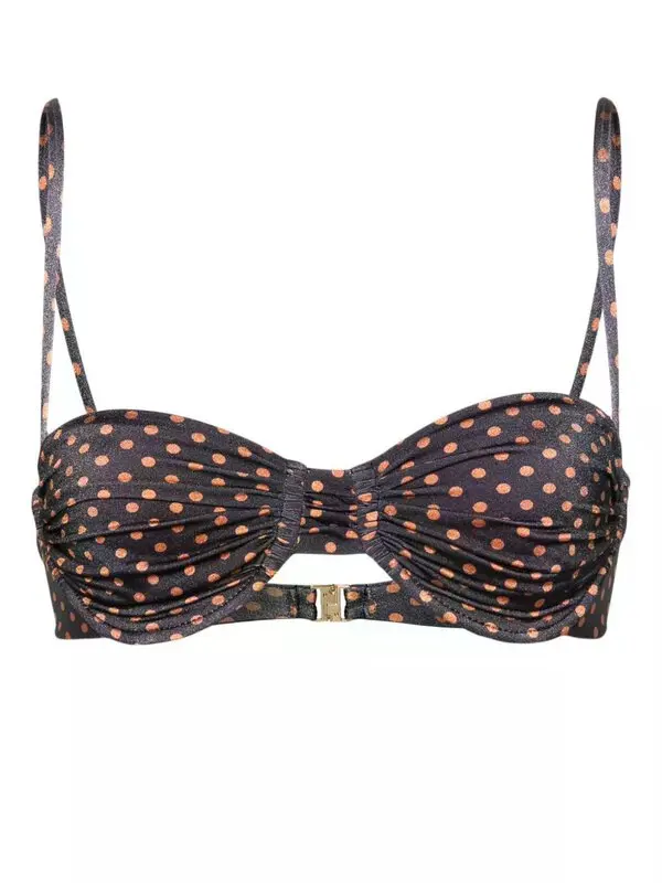 Faithfull The Brand Stefania Polka-dot Bikini Top - Grey