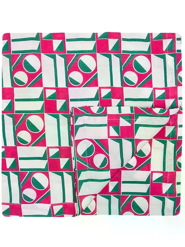La DoubleJ Geometric-print Tablecloth - Pink