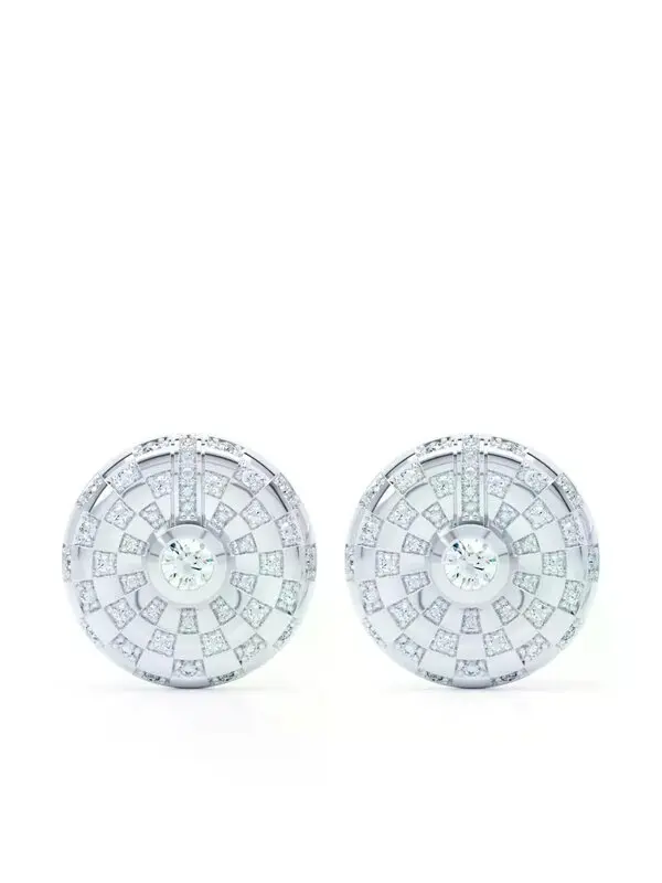LOEV 18kt Recycled White Gold Toi Et Moi Checkerboard Earrings - Silver