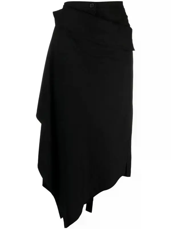 Yohji Yamamoto Asymmetric Draped Midi Skirt