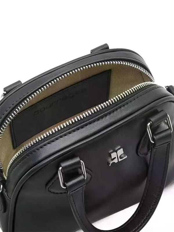 COURREGES Logo Leather Mini Bowling Bag