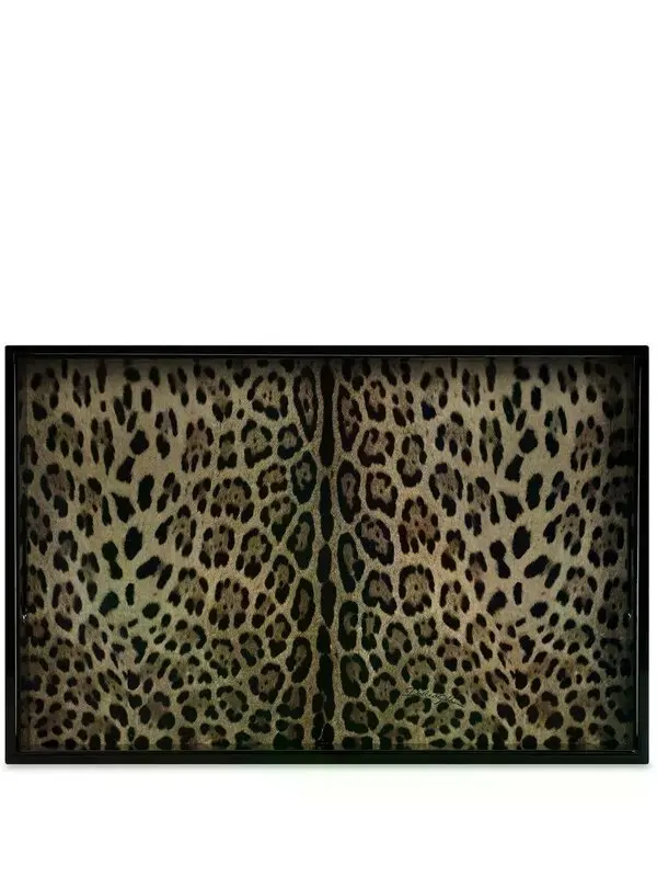 Dolce & Gabbana Leopard Print Tray - Black