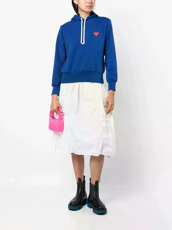 Play Comme Des Garcon Heart-patch Drawstring Hoodie - Blue