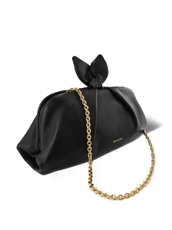 AQUAZZURA Small Bow Tie Clutch Bag - Black