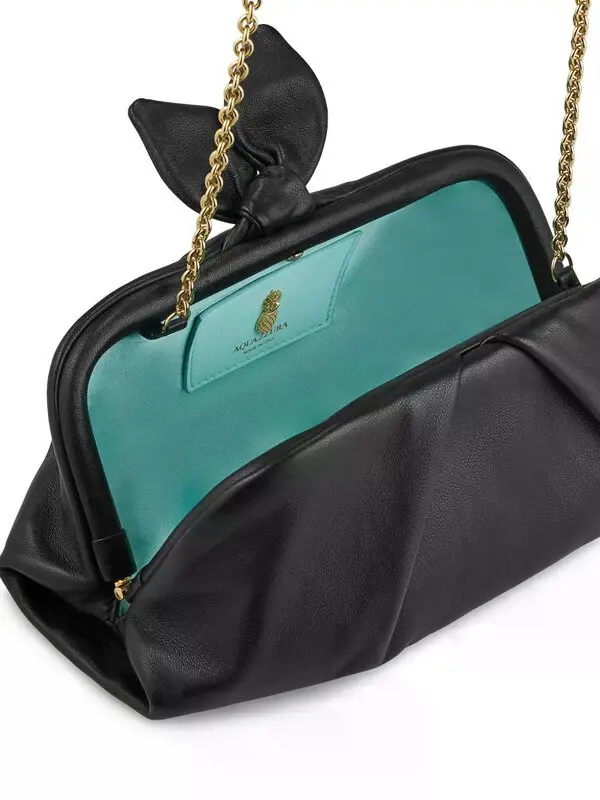 AQUAZZURA Small Bow Tie Clutch Bag - Black