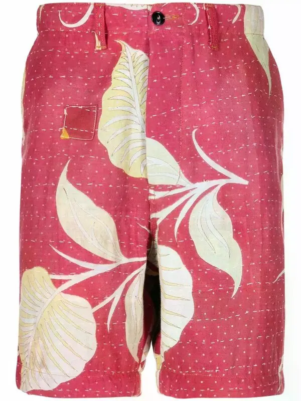 PRESIDENT’S Botanical-print Four-pocket Bermuda Shorts - Red