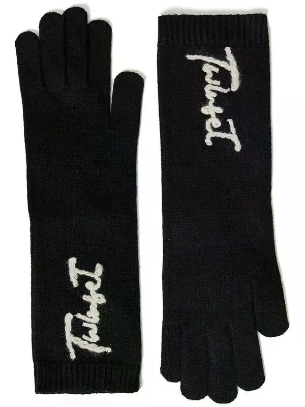 TWINSET Logo-embroidered Knitted Gloves - Black