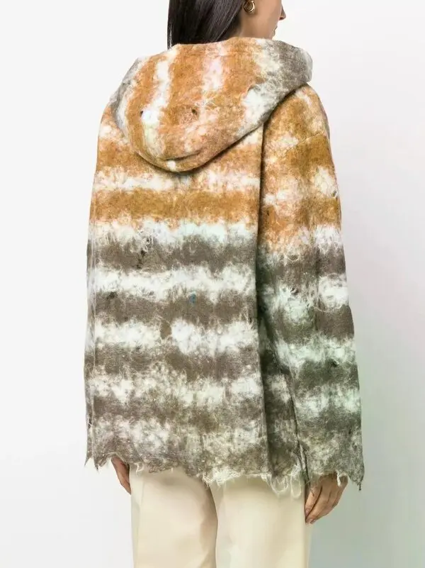 VITELLI Distressed Stripe Print Wool Hoodie