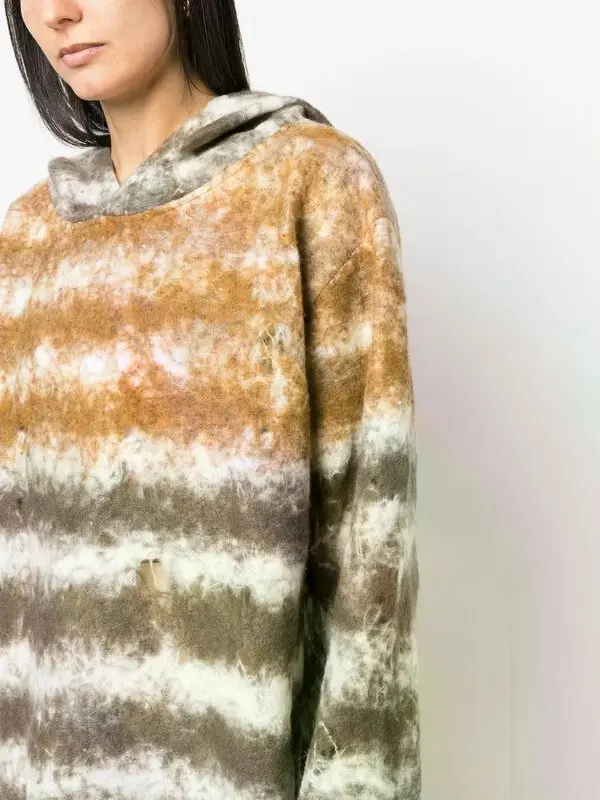 VITELLI Distressed Stripe Print Wool Hoodie