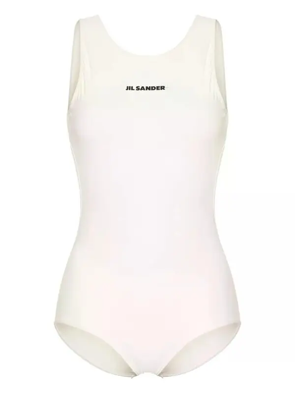 JIL SANDER Logo-print Swimsuit - Neutrals