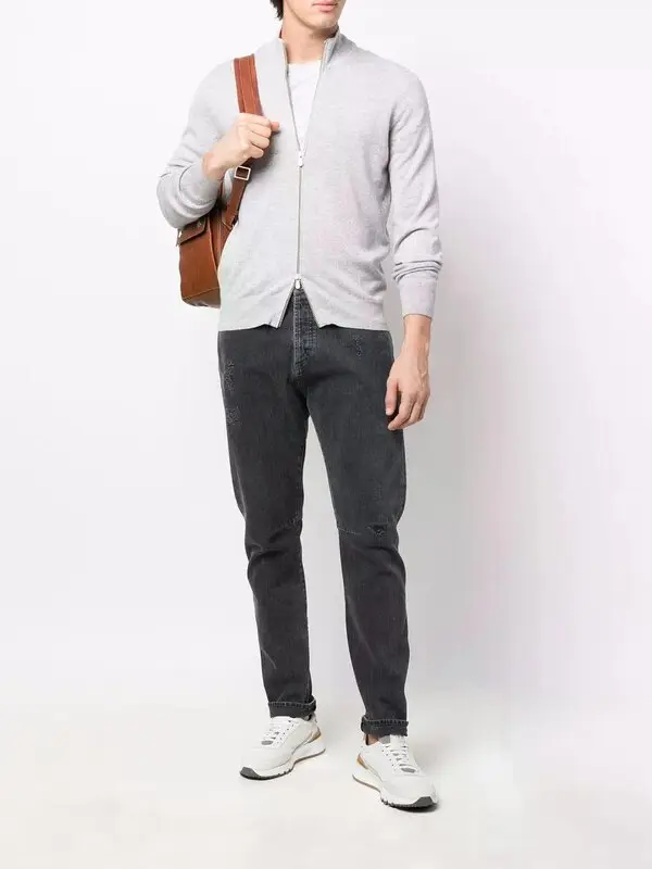 Brunello Cucinelli Zip-up Cashmere Jumper - Grey