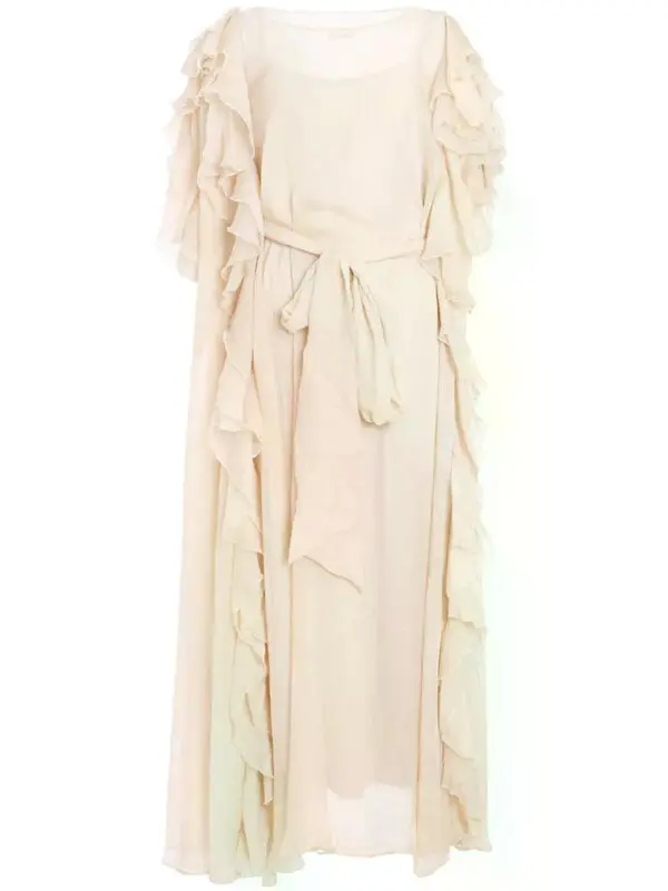 BARUNI Ruffles Detachable Slip Dress - Neutrals