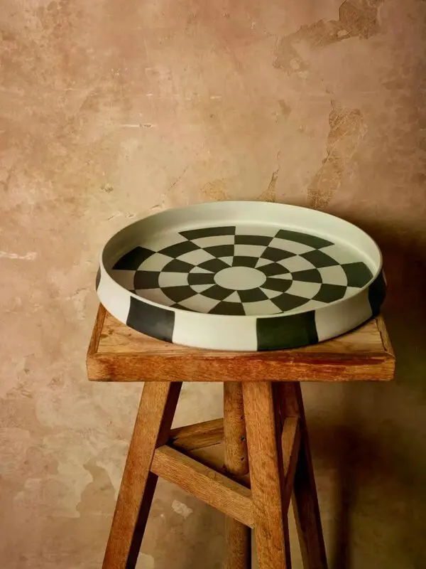L'Objet Damier Porcelain Round Platter