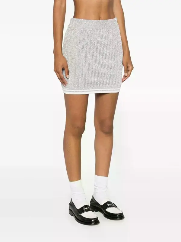 Casablanca Knitted Mini Skirt - Silver