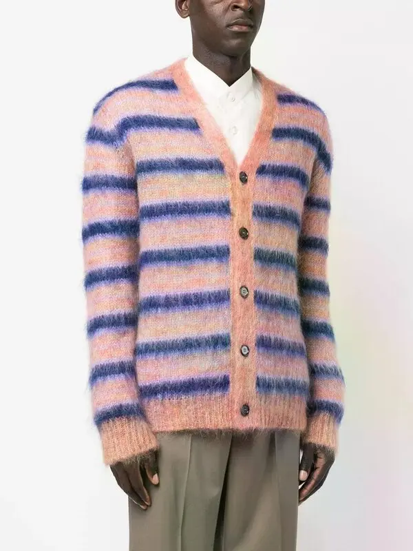 Marni Striped Mohair-blend Cardigan