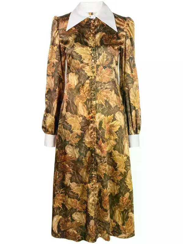 ERL Leaf-print Shirt Dress